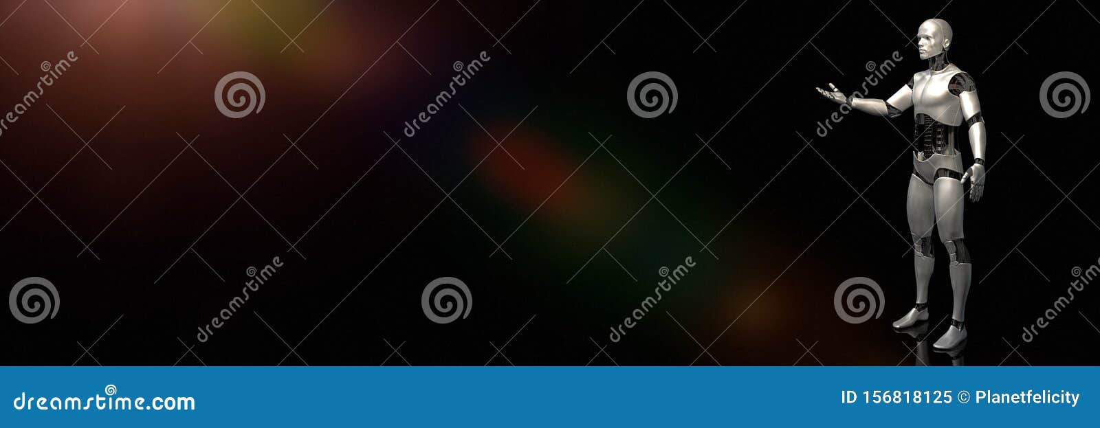 Futuristic Robot, Android on Black Stage Background 3d Illustration ...