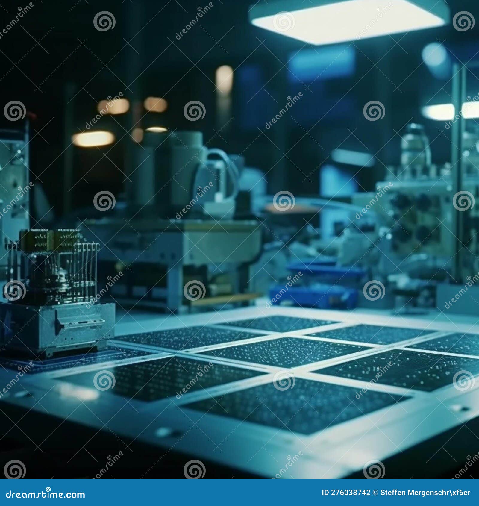 Futuristic Robot Arm Assembling Computer Chips in Factory Stock ...