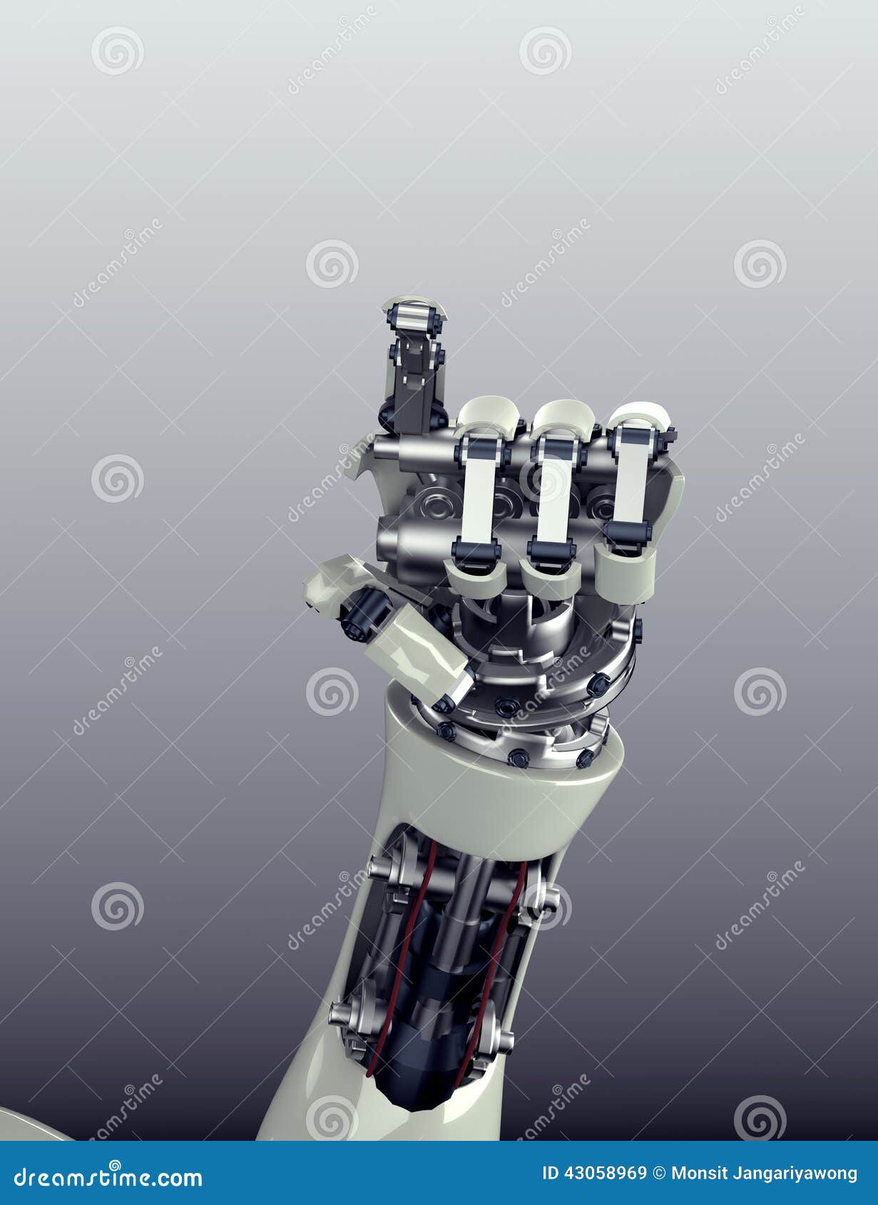 Futuristic Robot Arm with Hand Gesture Stock Illustration ...