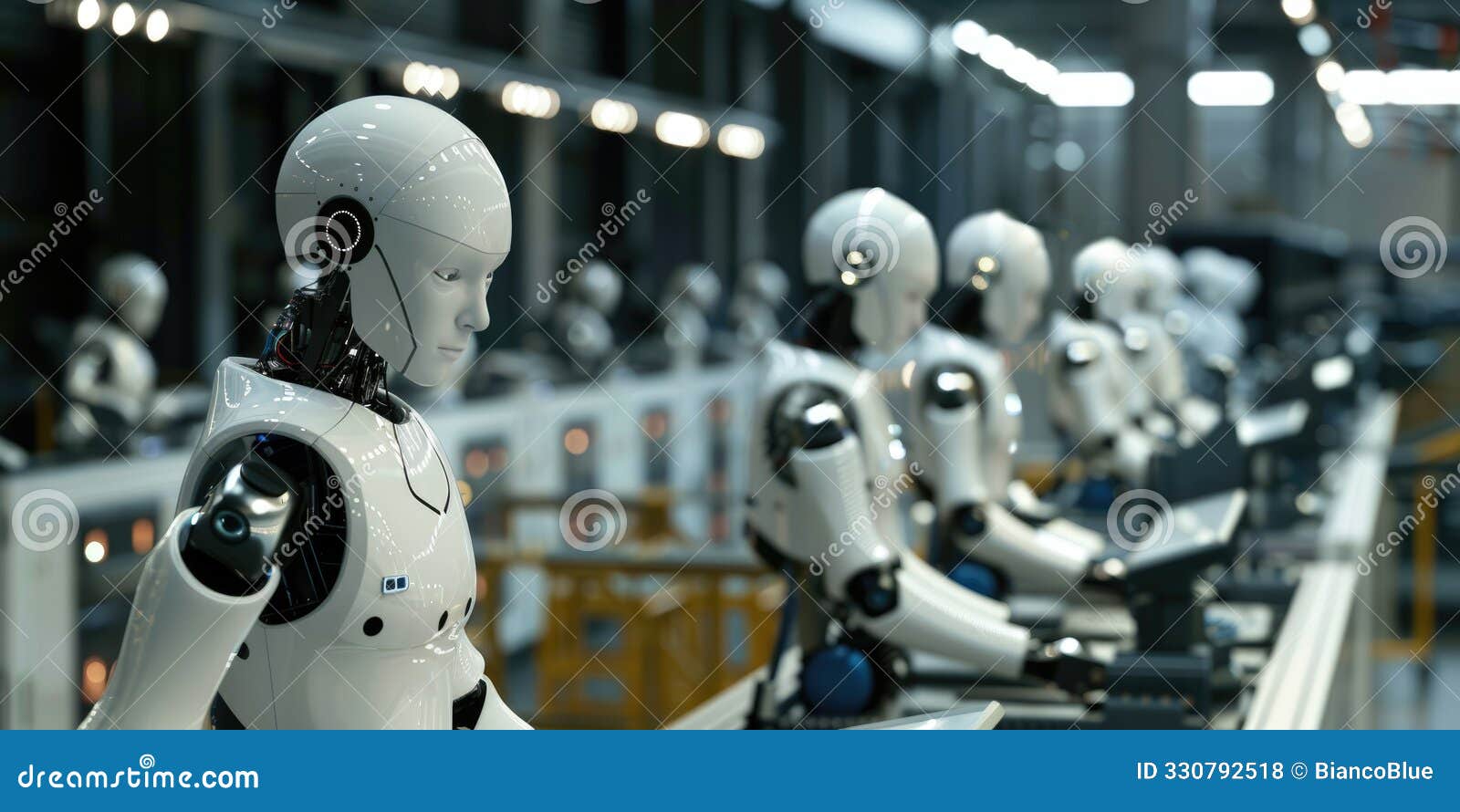 Futuristic Robot Army in Hightech Facility with Advanced Automation and ...