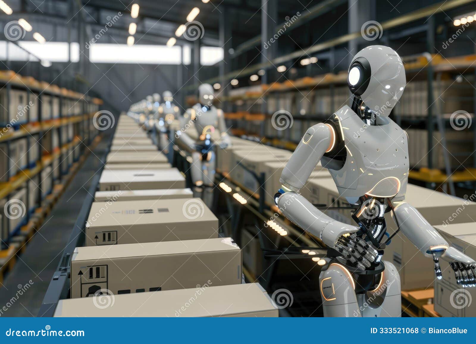 Futuristic Robot Army in Hightech Facility with Advanced Automation and ...