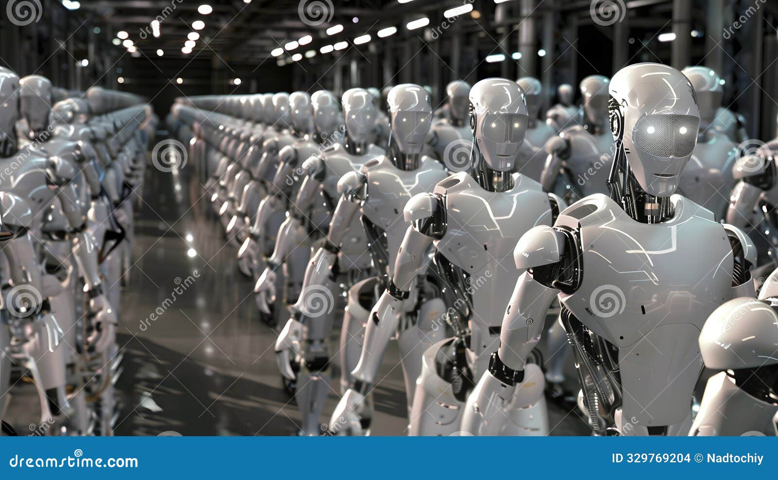 Futuristic Robot Army in Industrial Warehouse Setting Stock Photo ...