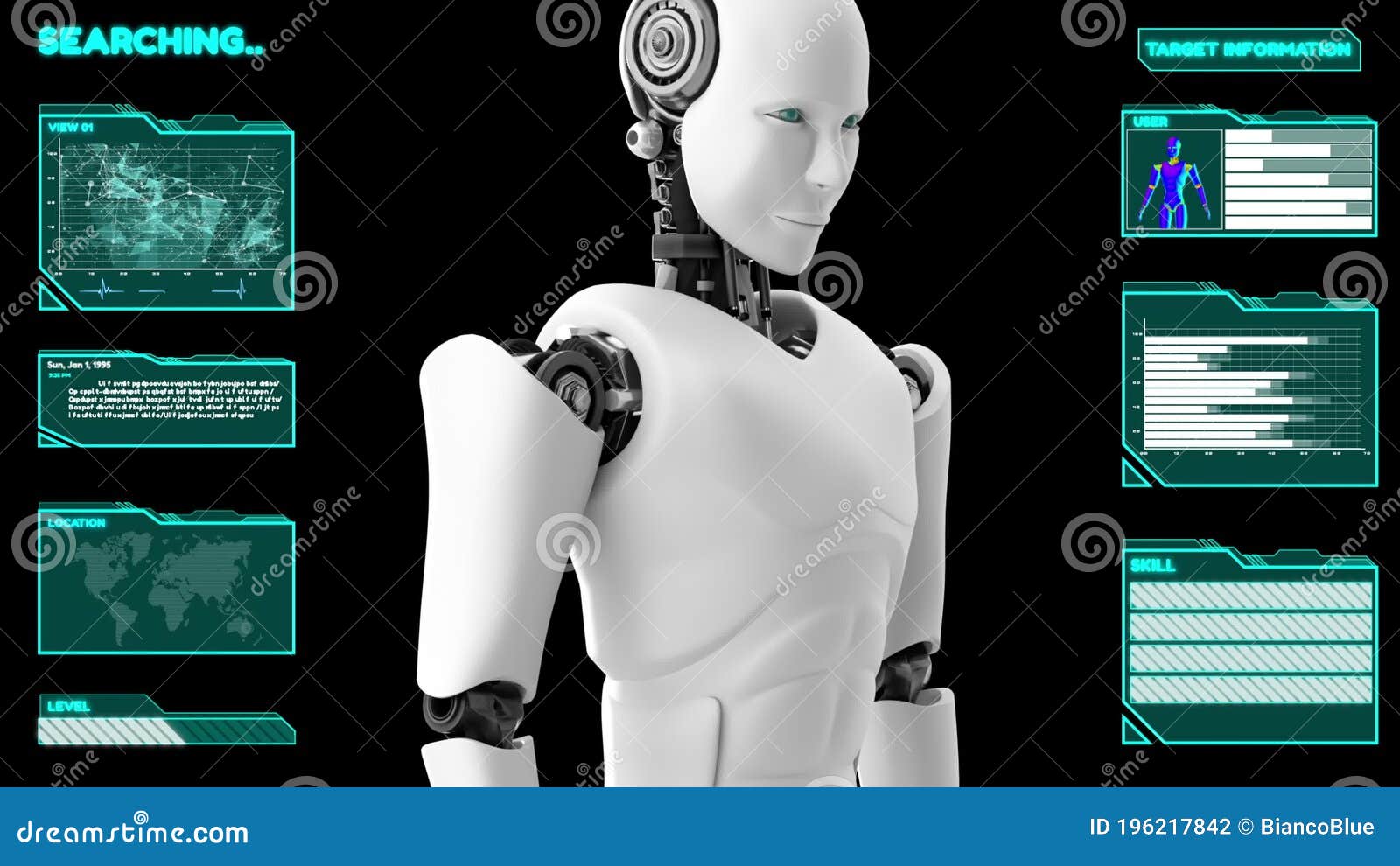 Futuristic Robot, Artificial Intelligence CGI Big Data Analytics and ...