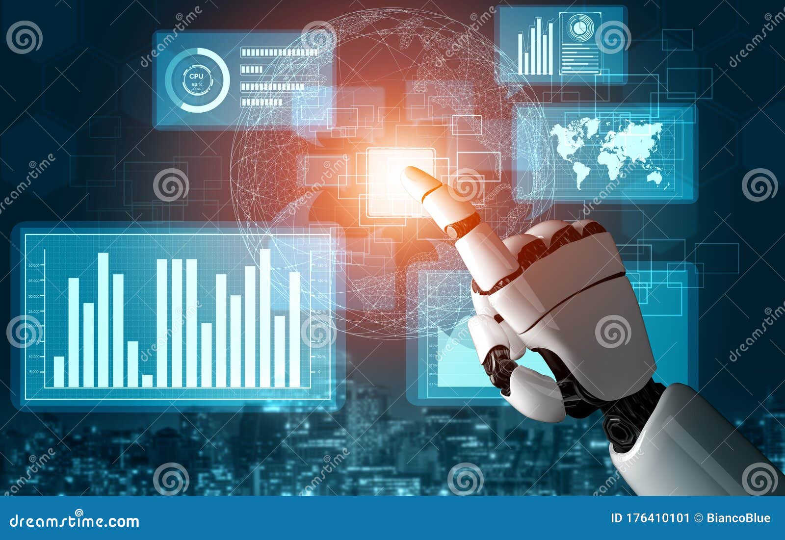 Robot With Artificial Intelligence Making Coffee On Coffee Machine ...