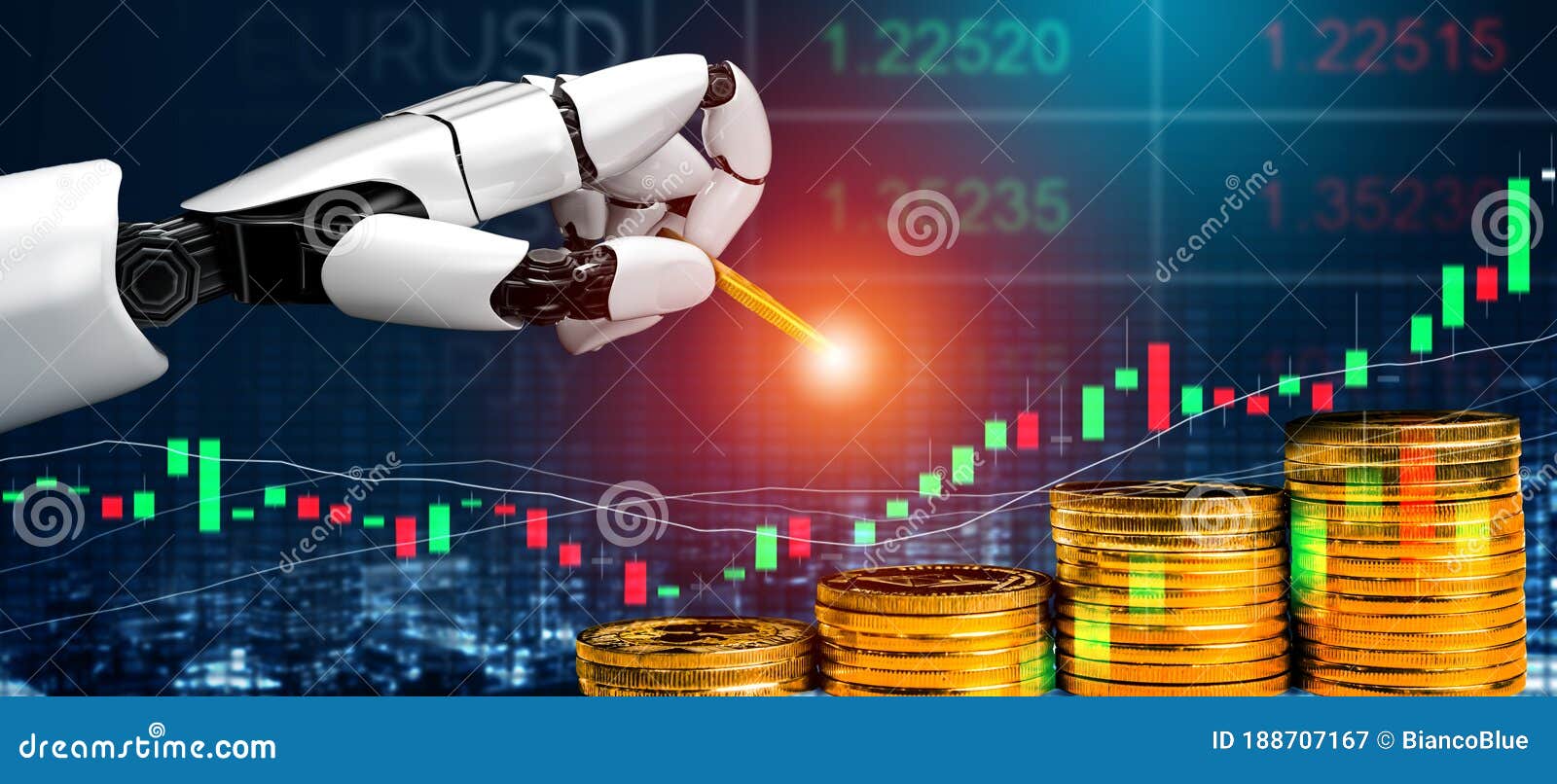 Robot With Artificial Intelligence Making Coffee On Coffee Machine ...