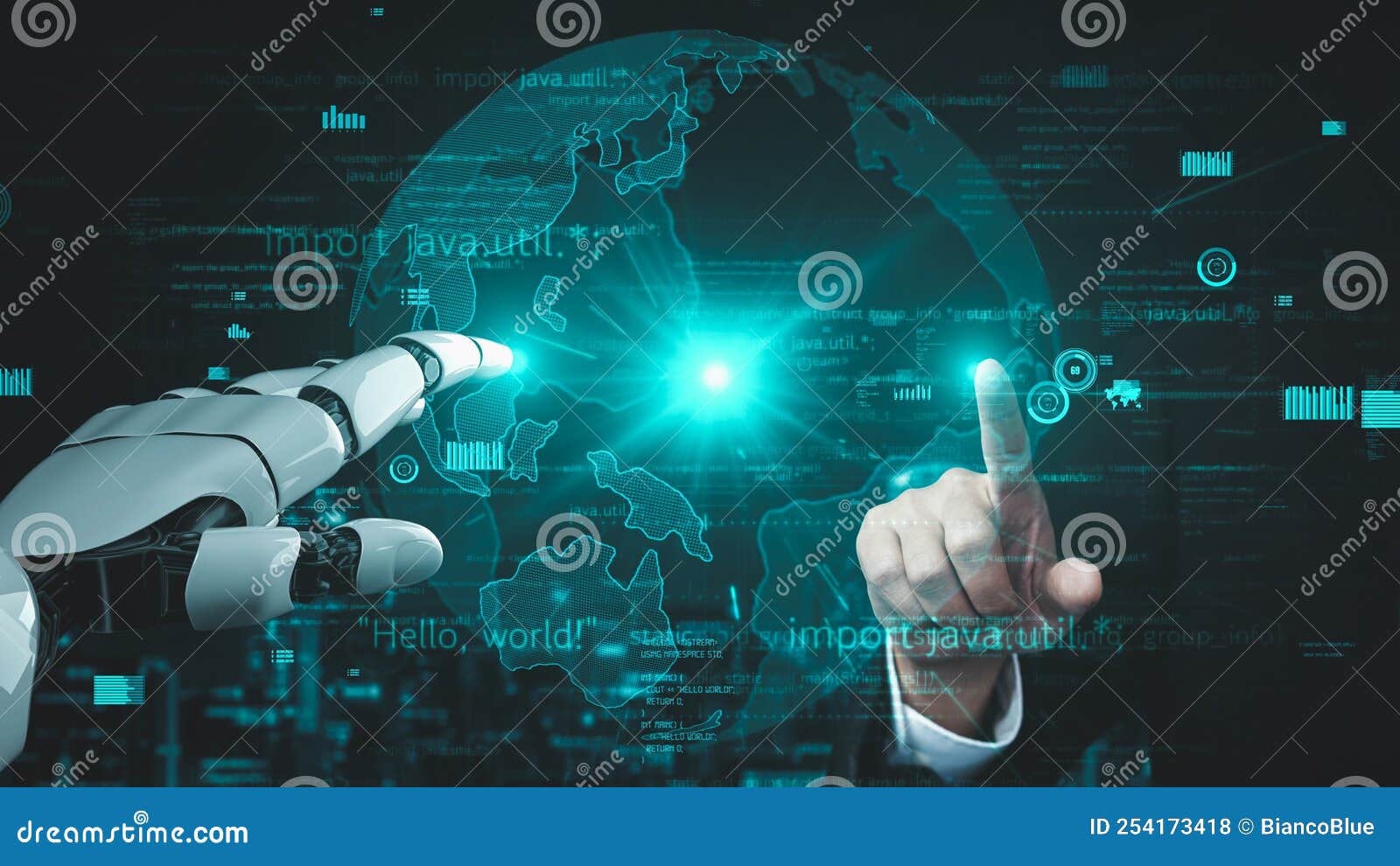 Futuristic Robot Artificial Intelligence Enlightening AI Technology ...