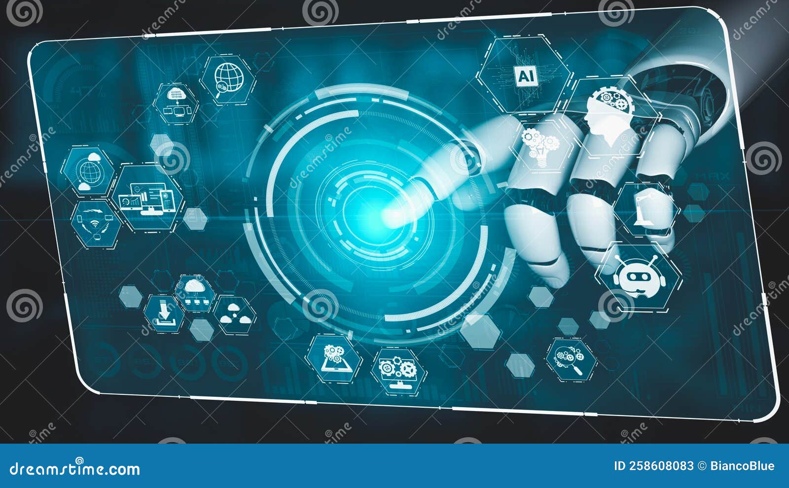 Futuristic Robot Artificial Intelligence Enlightening AI Technology ...