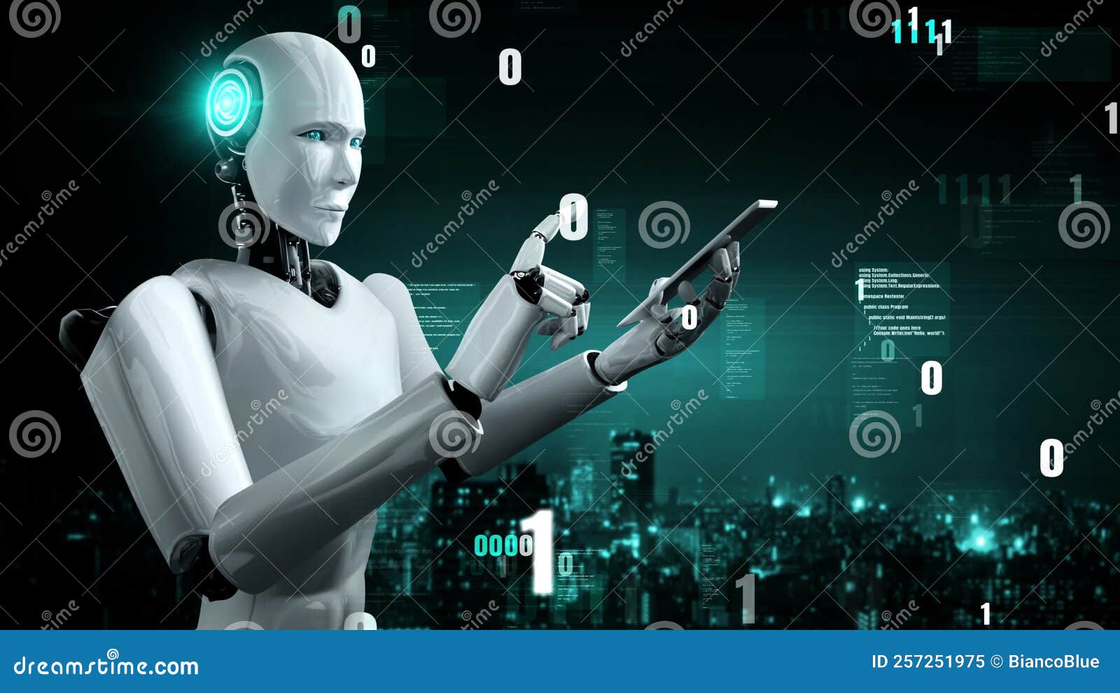 Futuristic Robot Artificial Intelligence Huminoid AI Programming Coding ...