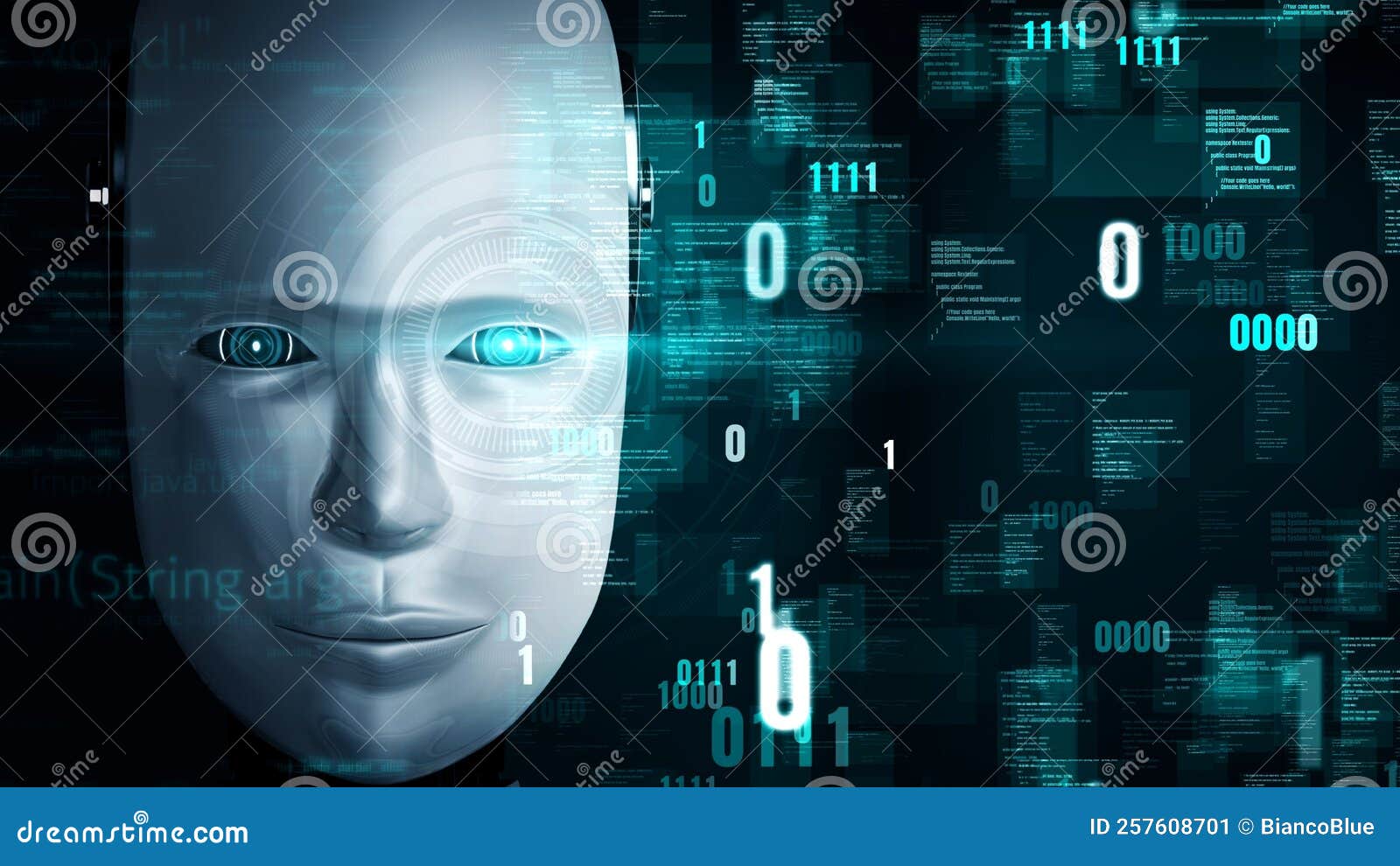 Futuristic Robot Artificial Intelligence Huminoid AI Programming Coding ...