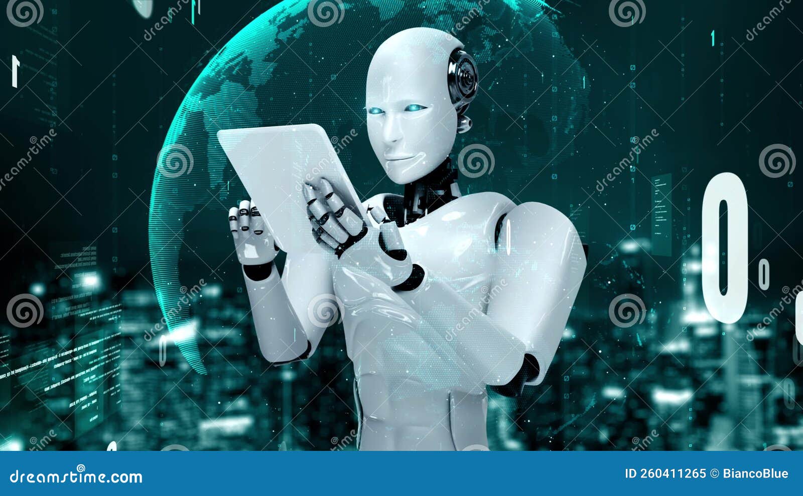 Futuristic Robot Artificial Intelligence Huminoid AI Programming Coding ...