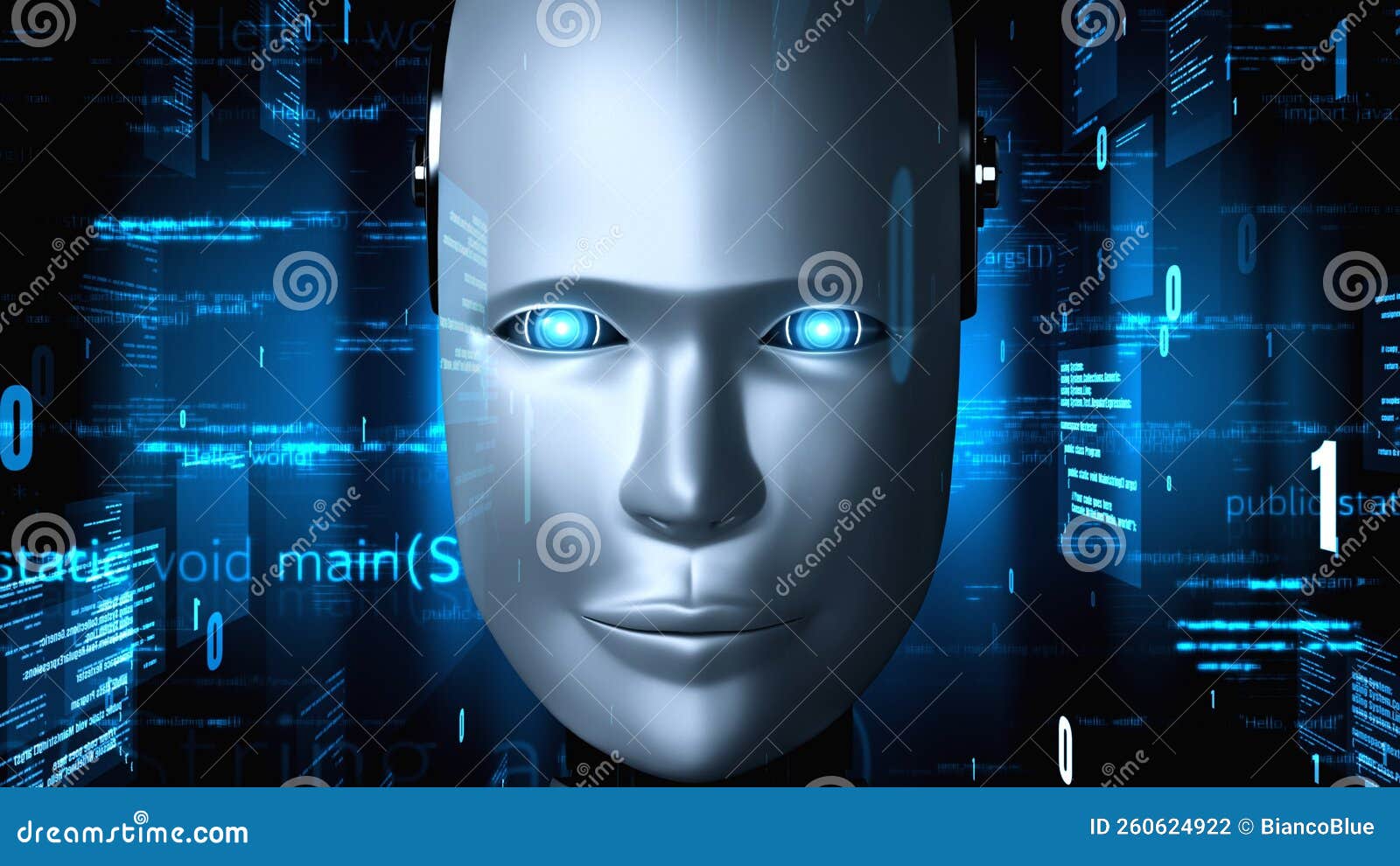 Futuristic Robot Artificial Intelligence Huminoid AI Programming Coding ...