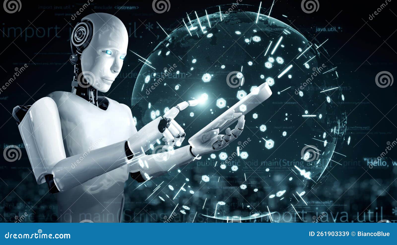 Futuristic Robot Artificial Intelligence Huminoid AI Programming Coding ...