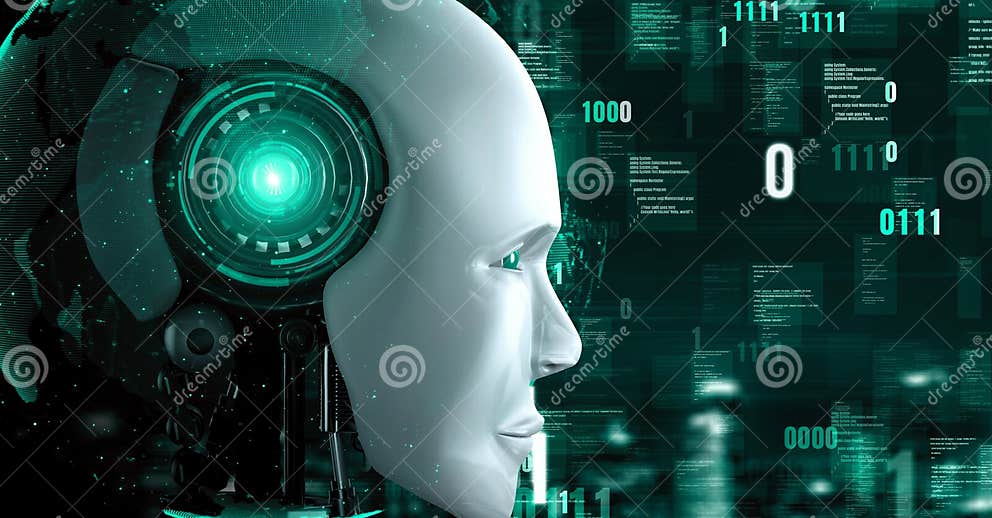 Futuristic Robot Artificial Intelligence Huminoid AI Programming Coding ...