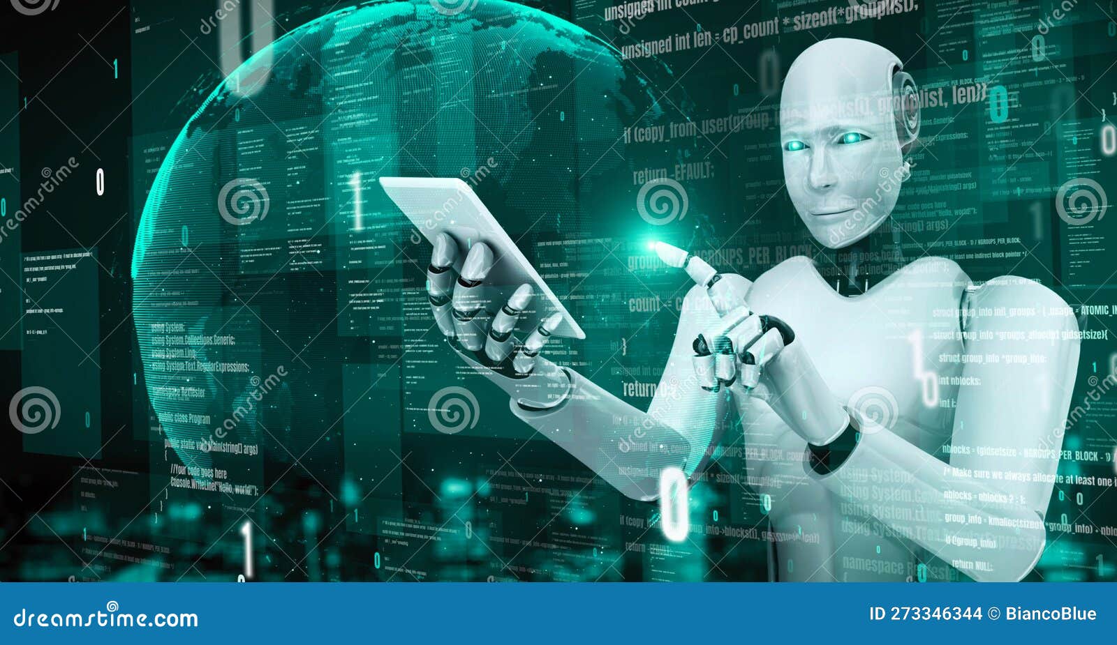 Futuristic Robot Artificial Intelligence Huminoid AI Programming Coding ...