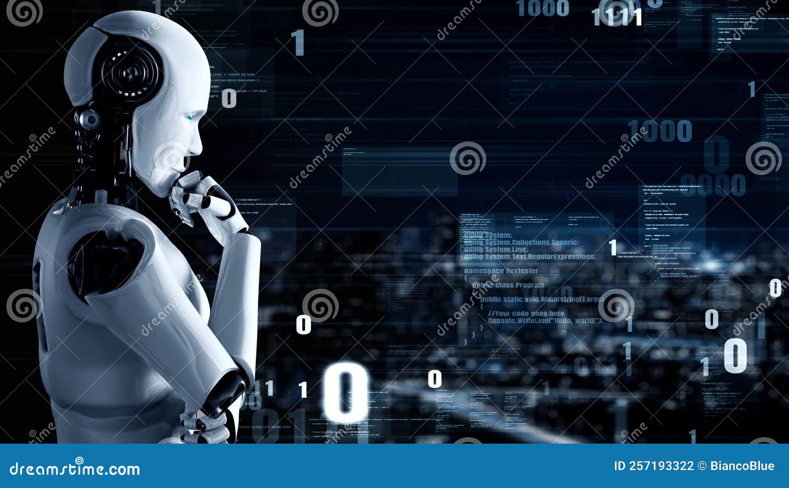 Futuristic Robot Artificial Intelligence Huminoid AI Programming Coding ...