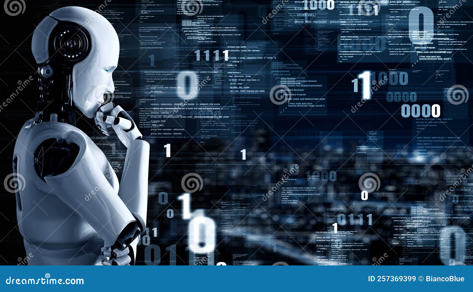 Futuristic Robot Artificial Intelligence Huminoid AI Programming Coding Stock Illustration ...