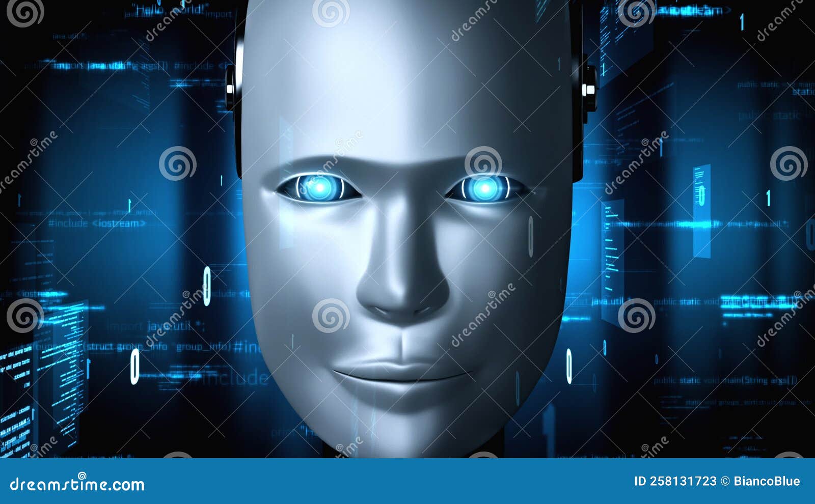 Futuristic Robot Artificial Intelligence Huminoid AI Programming Coding ...