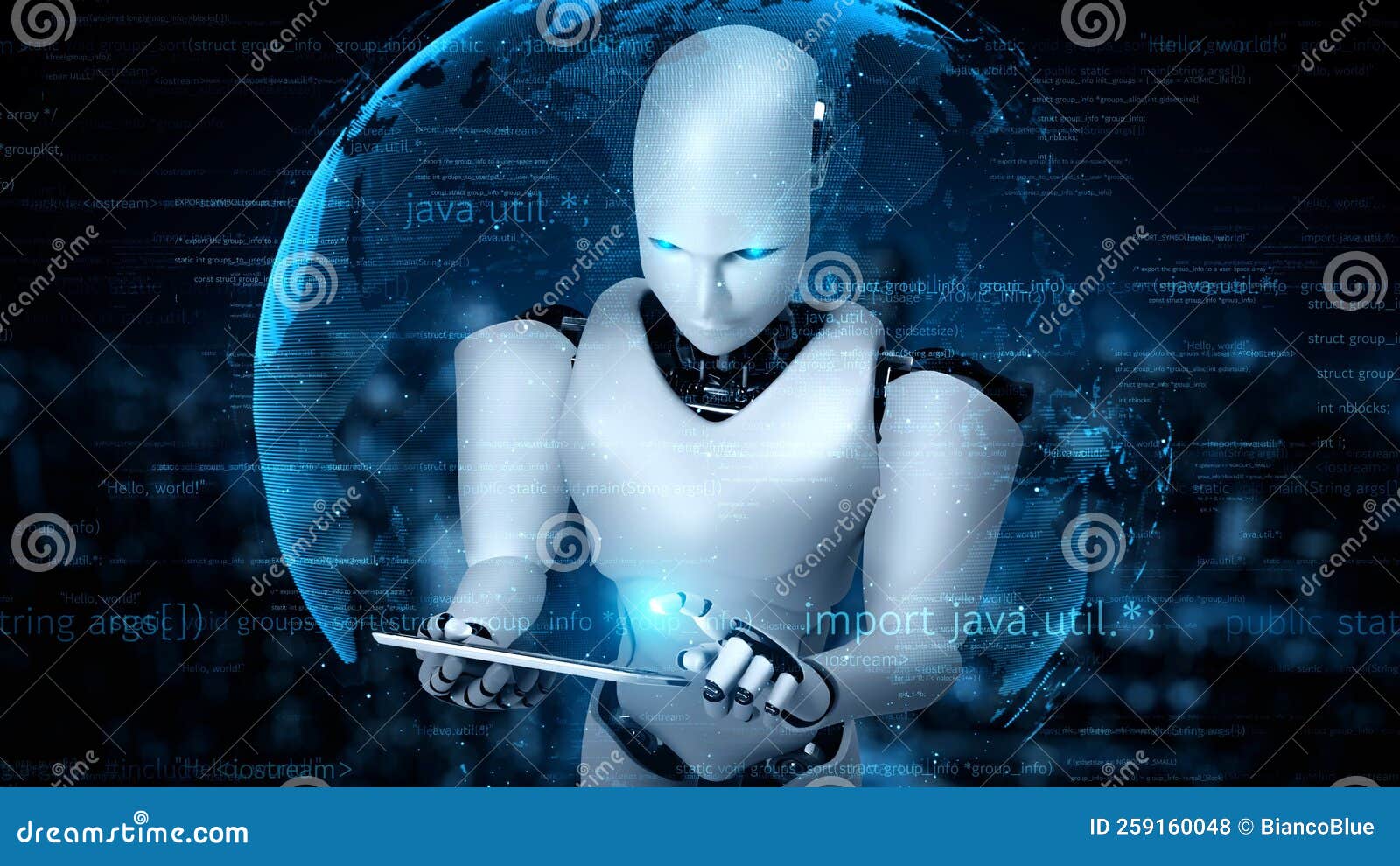 Futuristic Robot Artificial Intelligence Huminoid AI Programming Coding ...