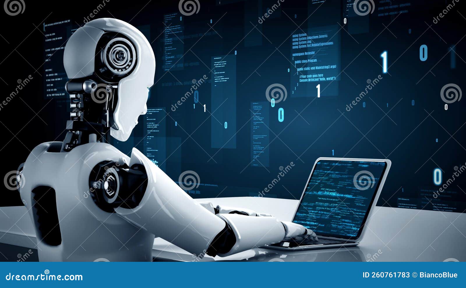Futuristic Robot Artificial Intelligence Huminoid AI Programming Coding ...