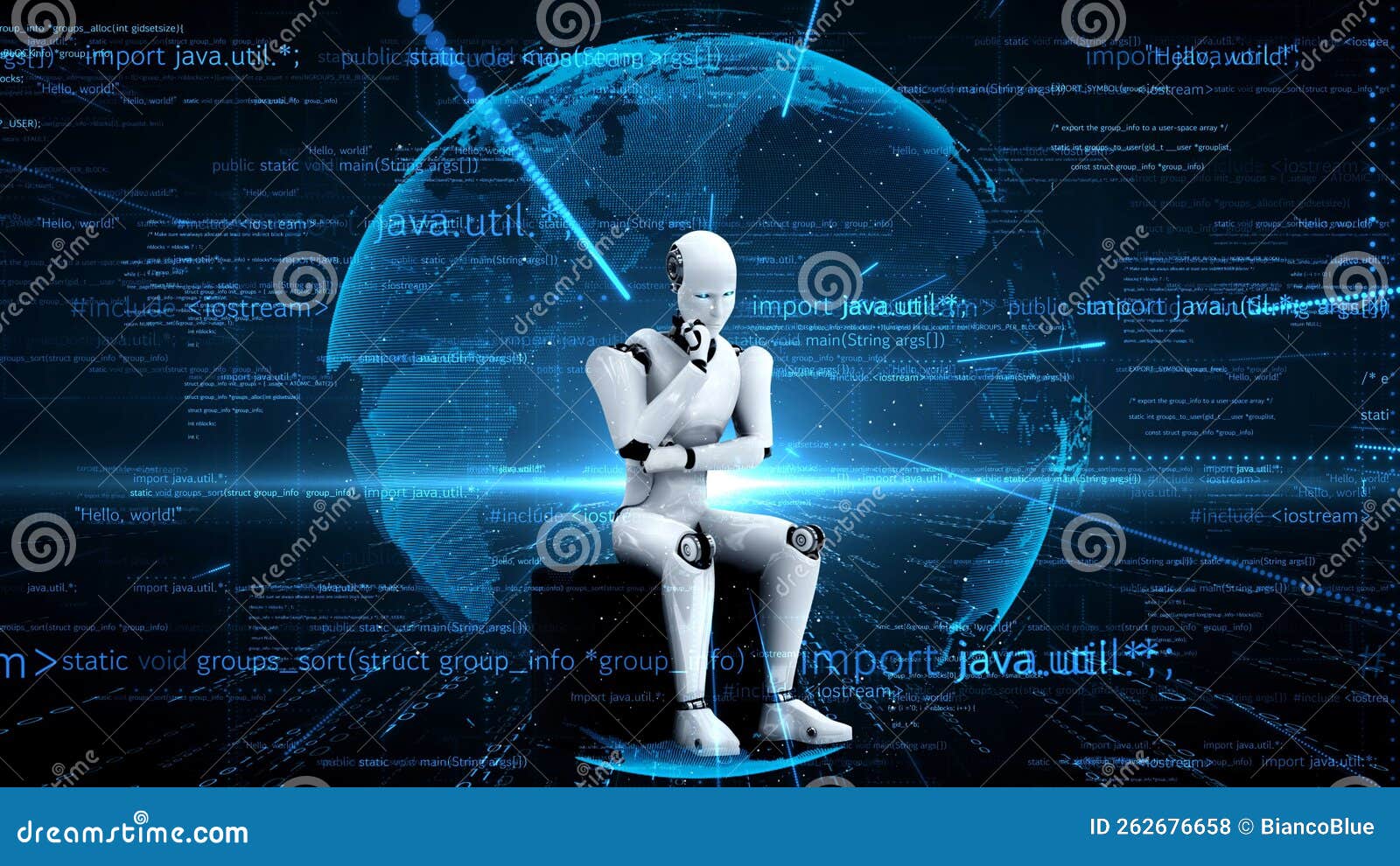 Futuristic Robot Artificial Intelligence Huminoid AI Programming Coding ...