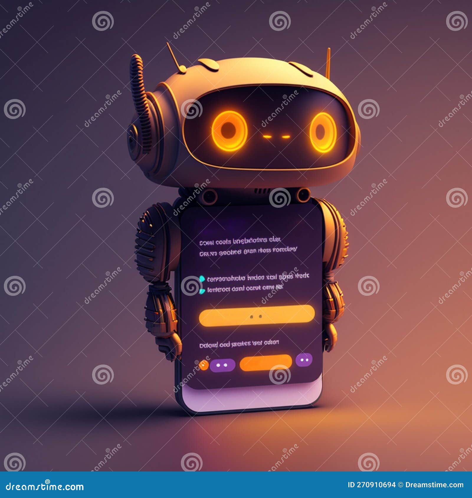 Futuristic Robot with Big Screen. Concept of Chatbot with Artificial ...