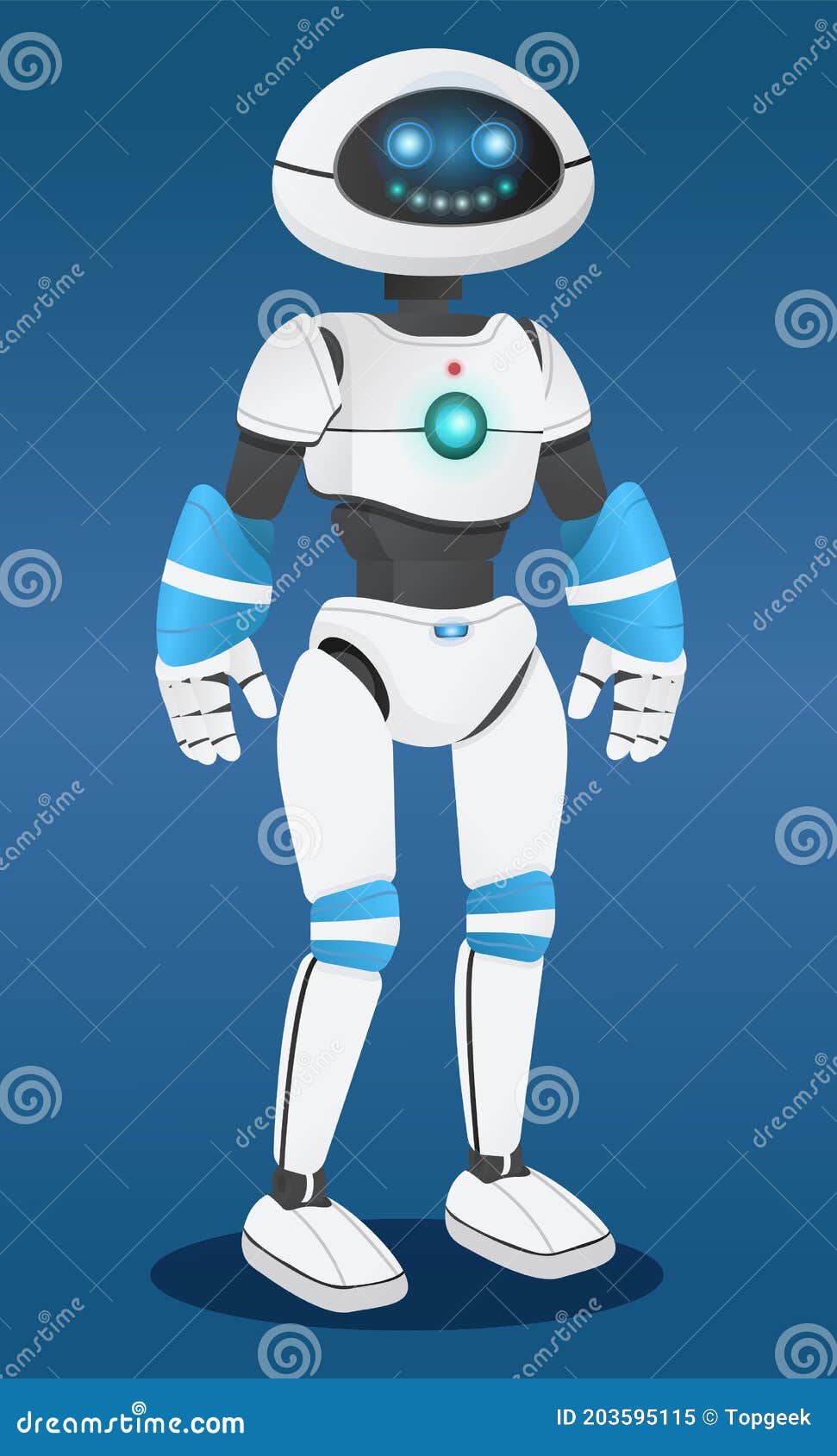 Humanized Futuristic Robot at Blue Background, Artificial Intelligence ...