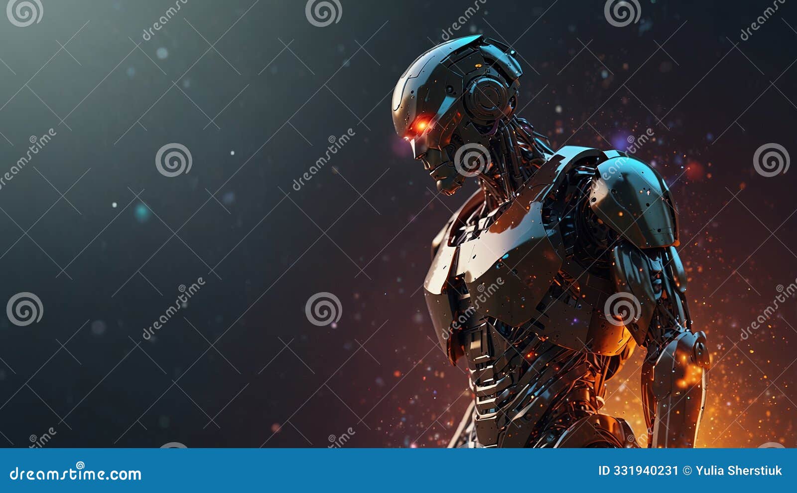 Futuristic Robot with Colorful Digital Dispersion Effect. Stock ...