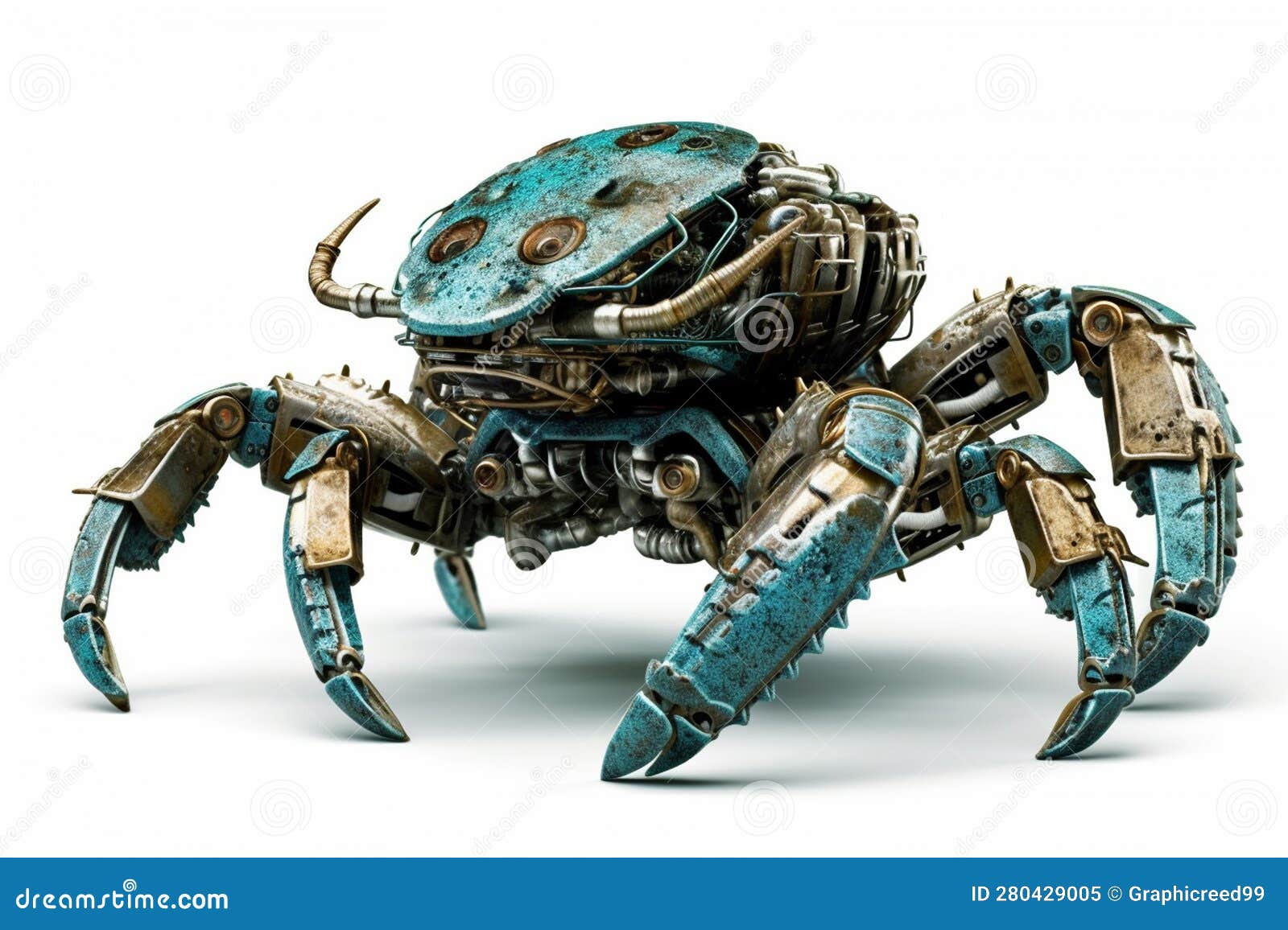 Ai Generative Futuristic Robot Crab Isolated on White Background. 3d ...