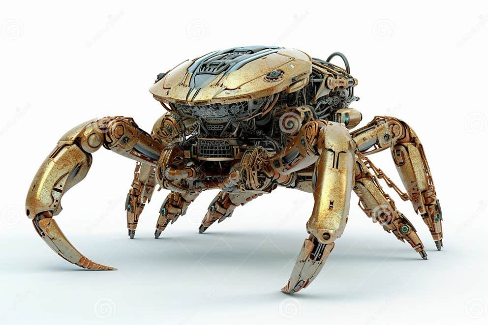 Ai Generative Futuristic Robot Crab Isolated on White Background. 3d ...