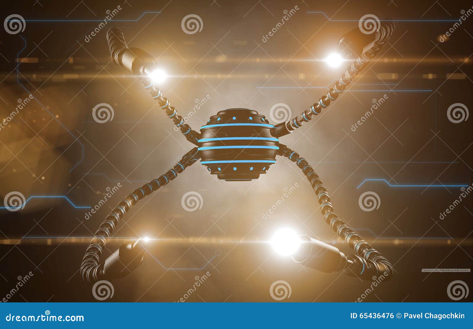 Futuristic Robot Dron with Tentacles. Stock Photo - Image of laser ...