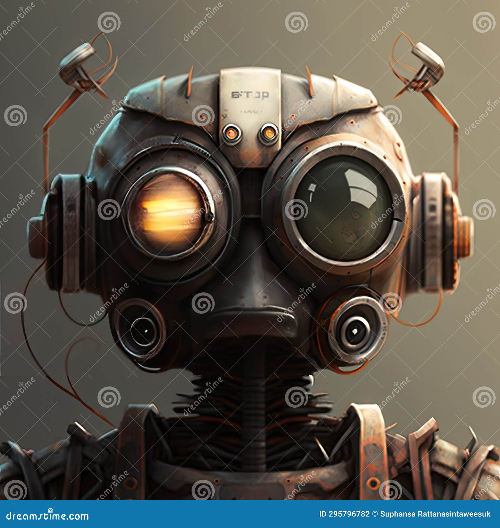 A Rustic Futuristic Robot Face Stock Photo - Image of humanoid, looking ...