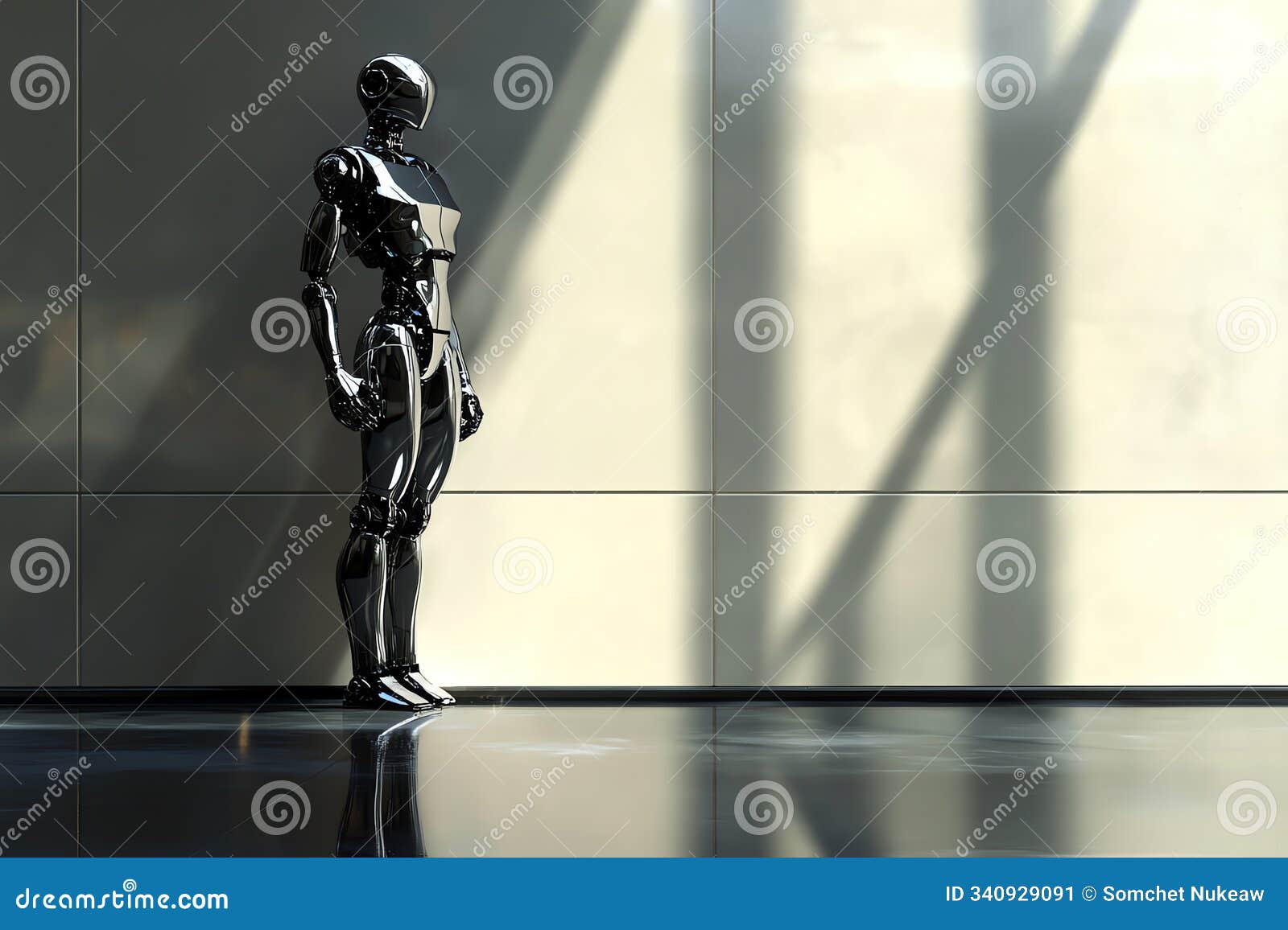 Robot Figure In A Bending Pose White Isolate Background Royalty-Free ...