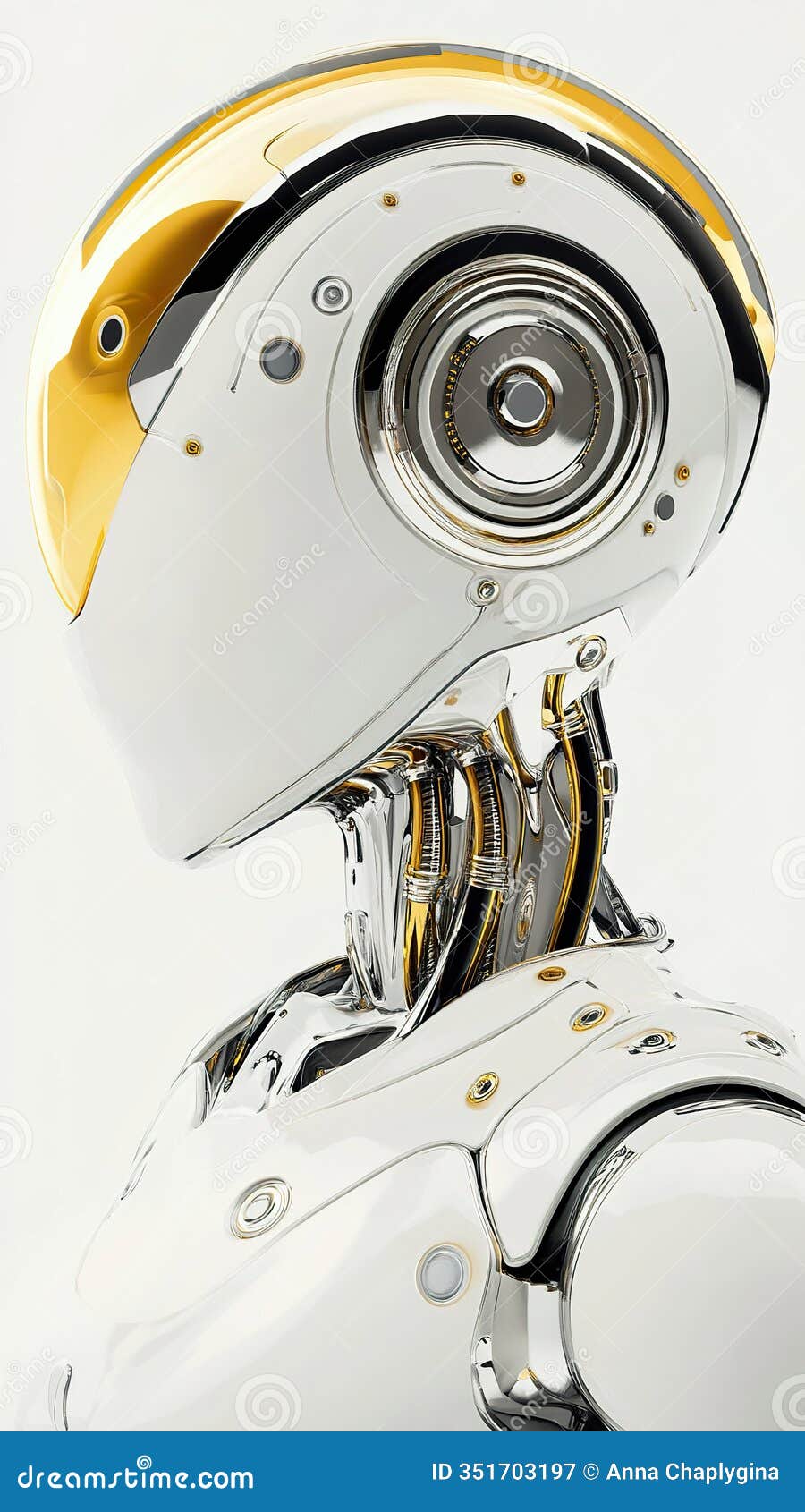 Futuristic Robot With Gold Accents And Metallic Design Royalty-Free ...