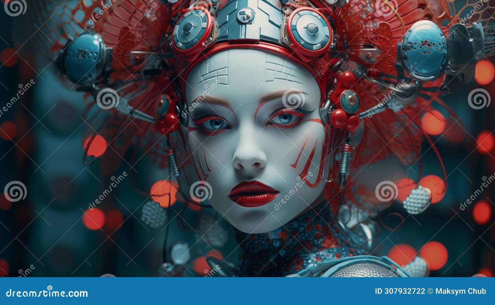 Futuristic Robot Head Close-Up Stock Photo - Image of components ...