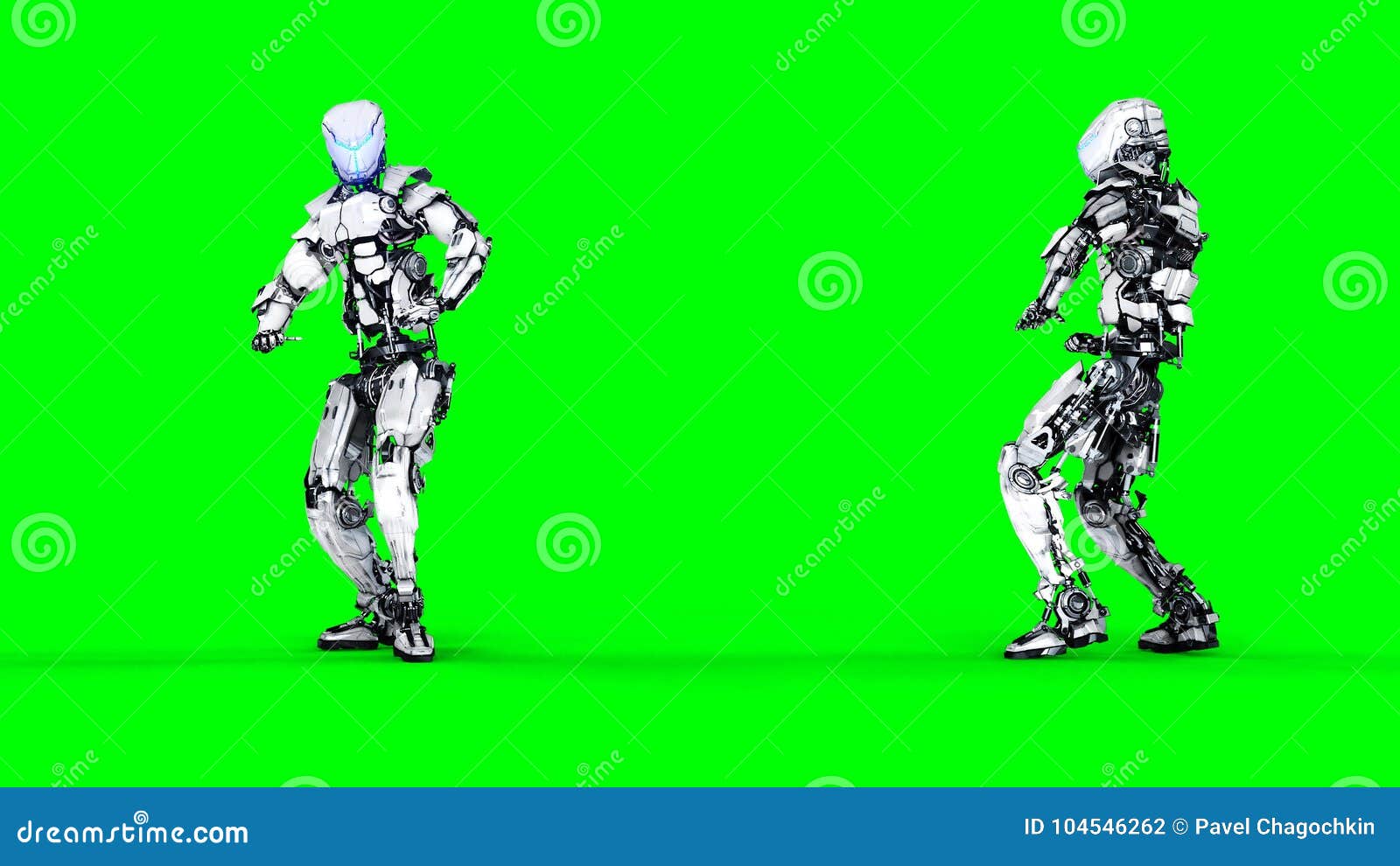 Futuristic Robot Isolate on Green Screen. Realistic 3d Render. Stock ...