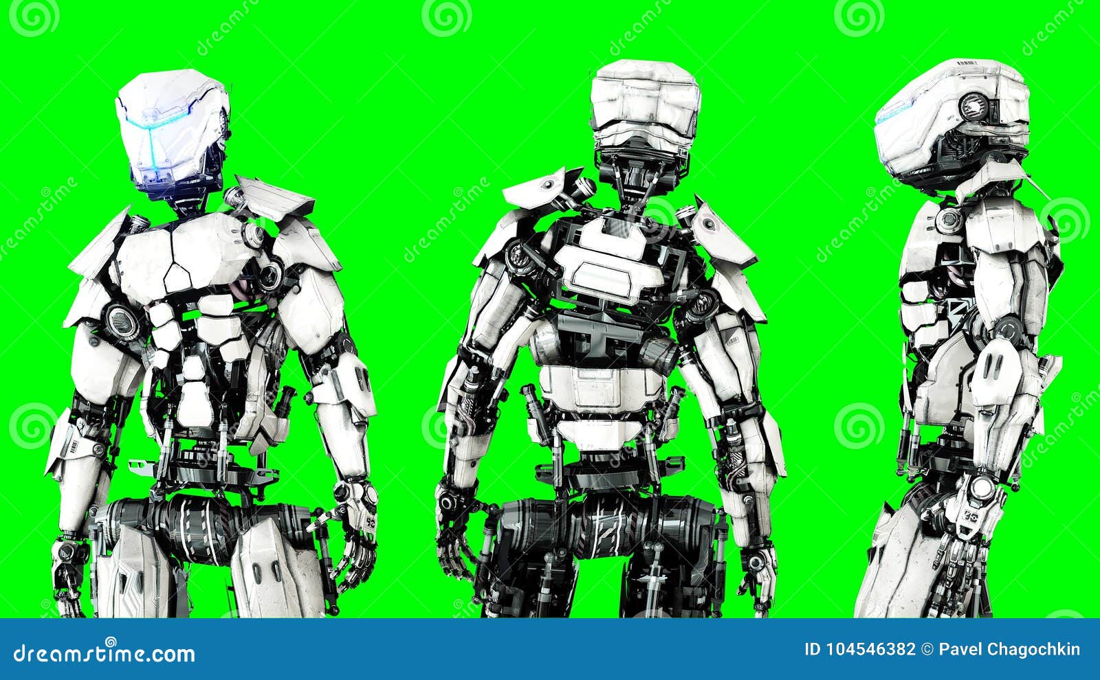 Futuristic Robot Isolate on Green Screen. Realistic 3d Render. Stock ...