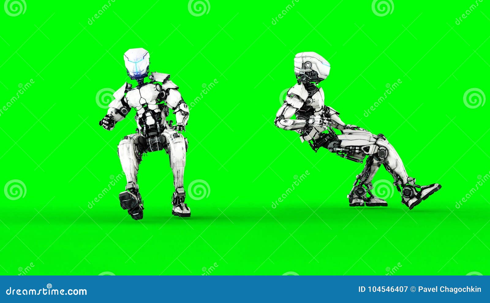 Futuristic Robot Isolate on Green Screen. Realistic 3d Render. Stock ...