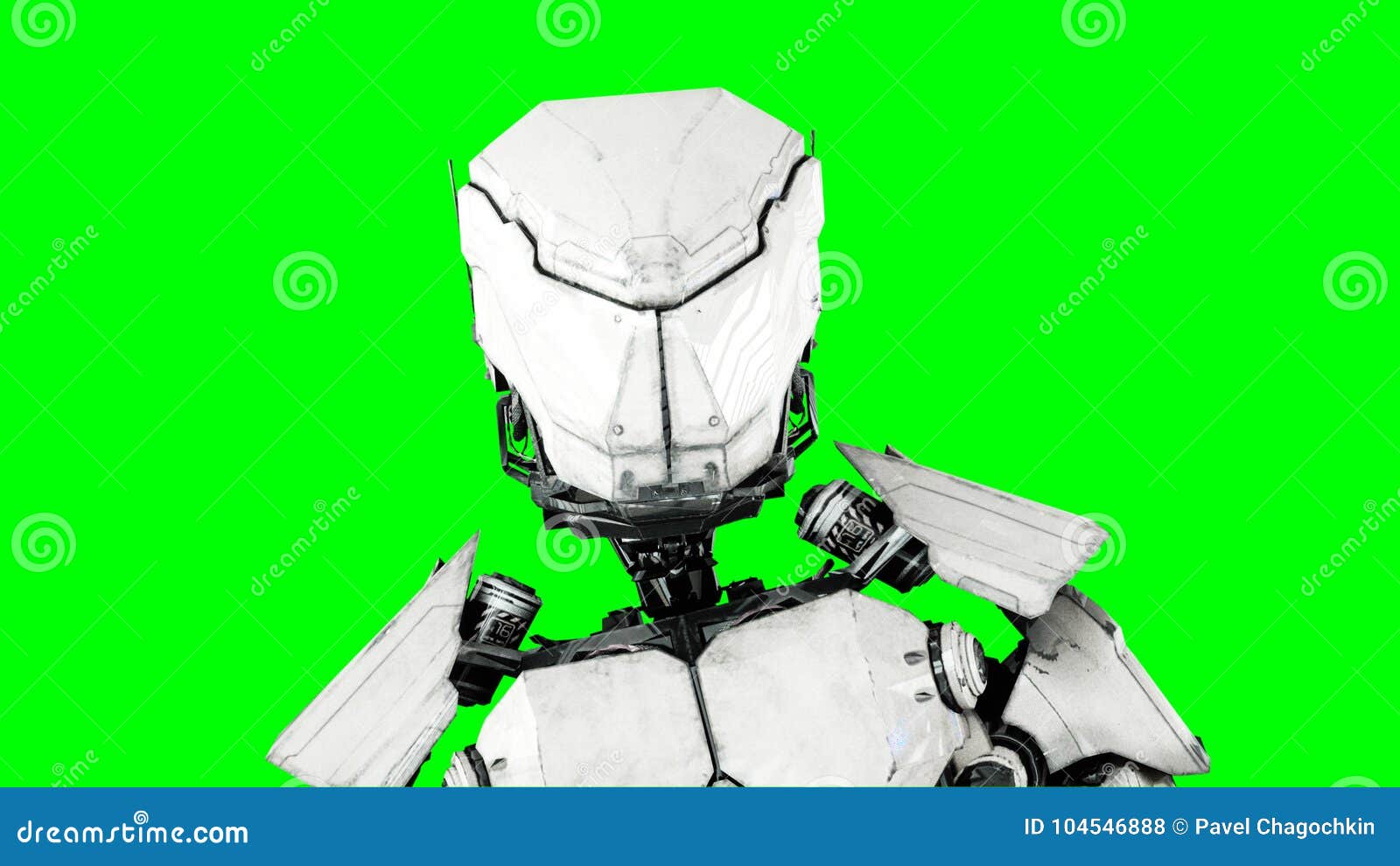 Futuristic Robot Isolate on Green Screen. Realistic 3d Render. Stock ...