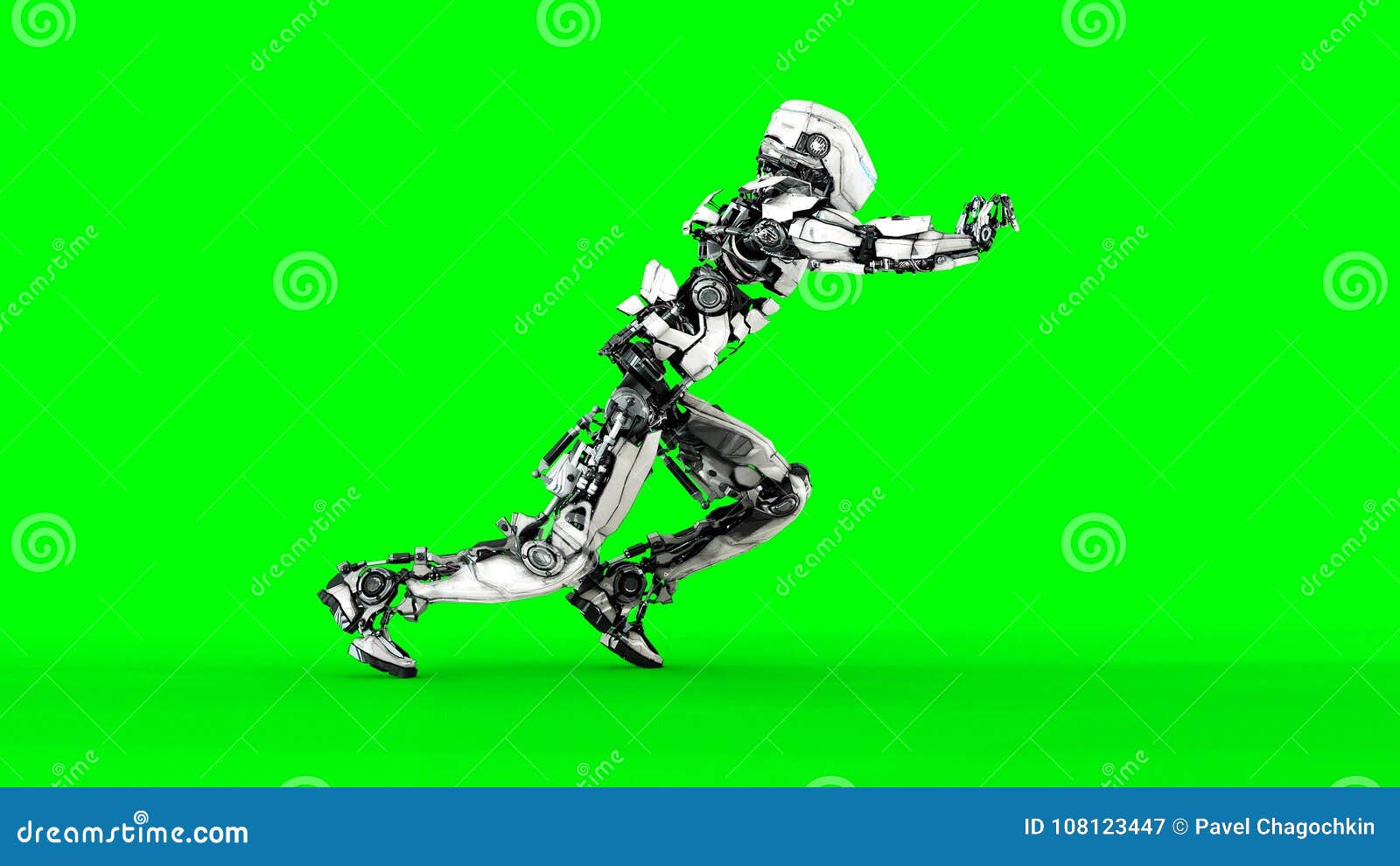 Futuristic Robot Isolate on Green Screen. Realistic 3d Render. Stock ...