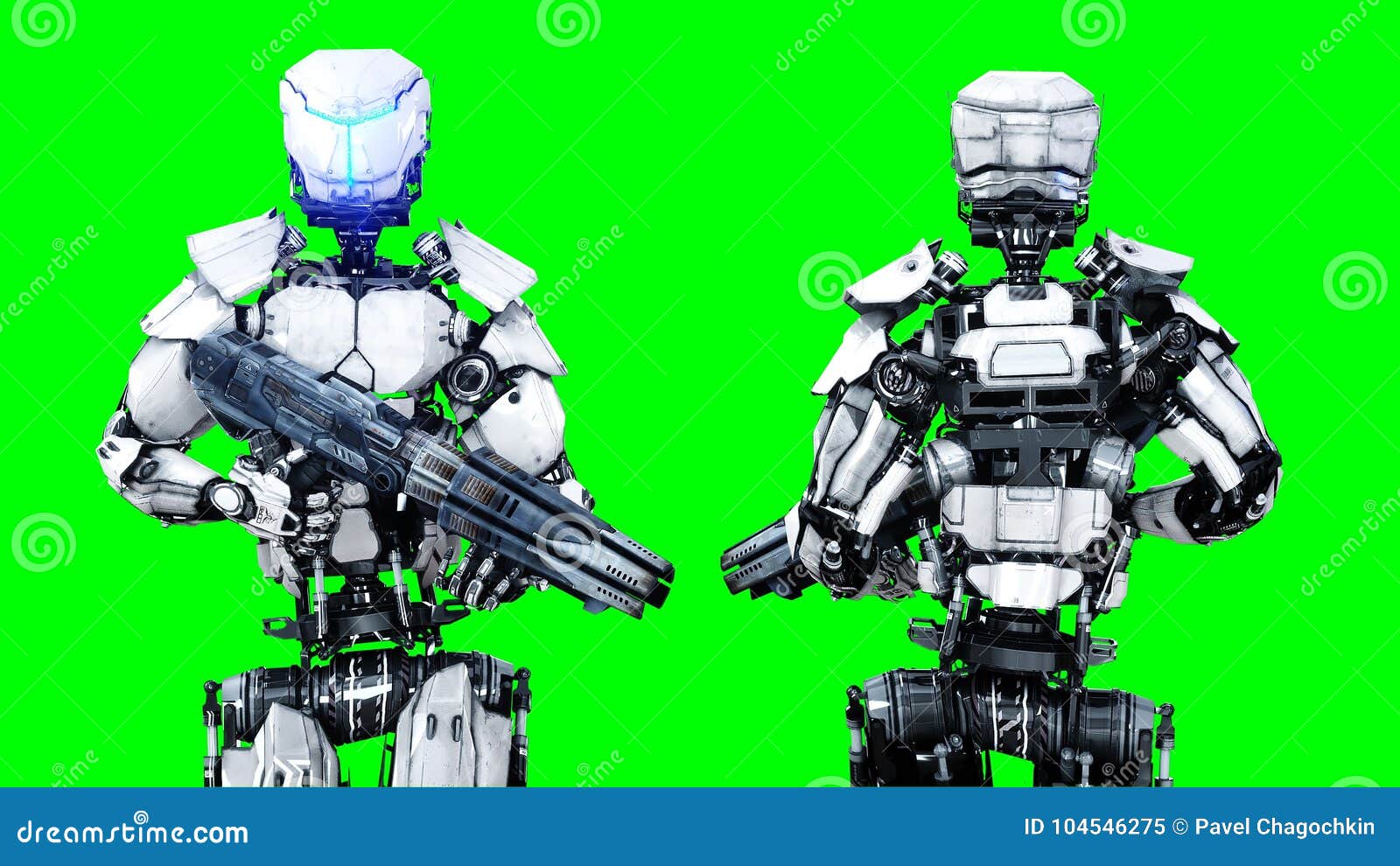 Futuristic Robot Isolate on Green Screen. Realistic 3d Render. Stock ...