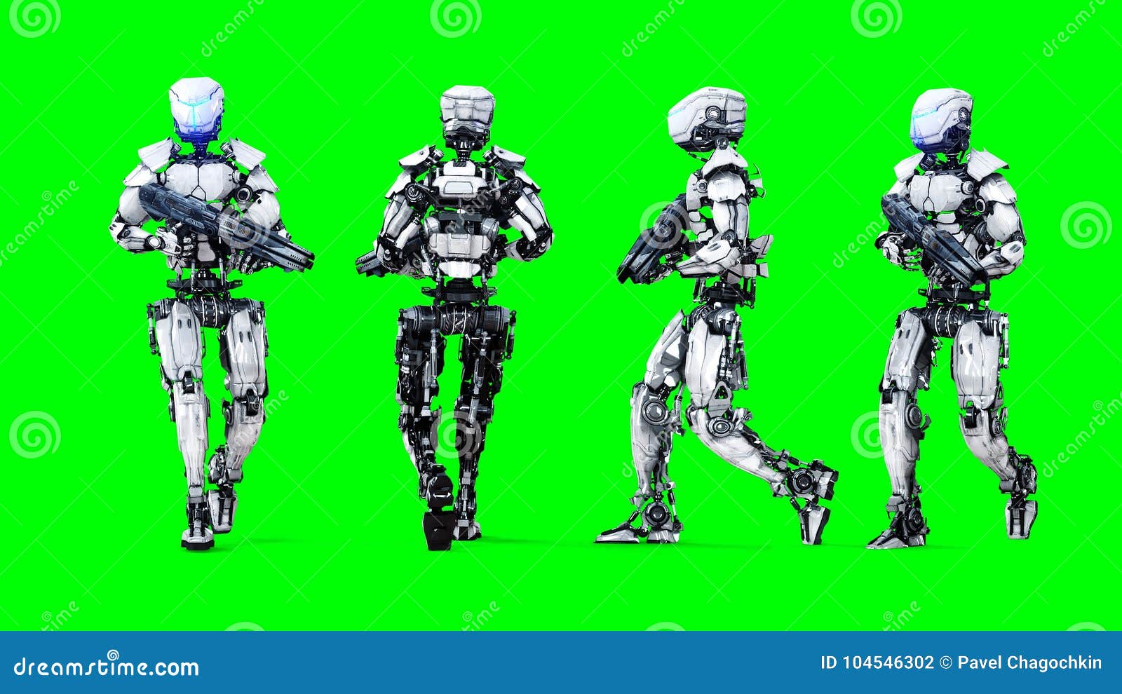 Futuristic Robot Isolate on Green Screen. Realistic 3d Render. Stock ...