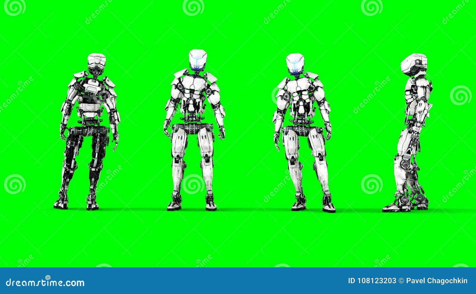 Futuristic Robot Isolate on Green Screen. Realistic 3d Render. Stock ...
