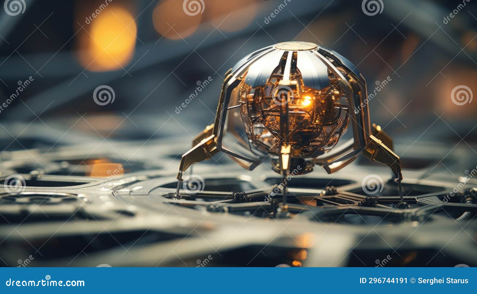 A Futuristic Robot with a Light Bulb on Top, AI Stock Image - Image of ...