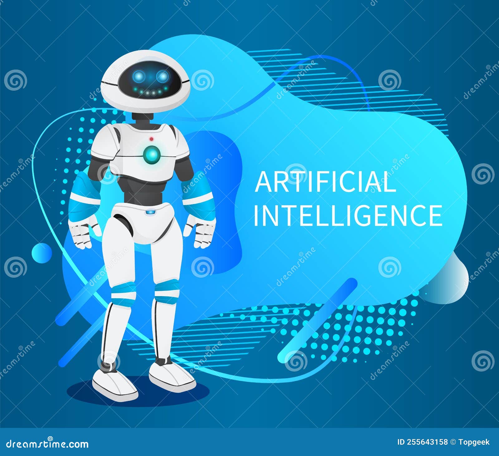 Futuristic Humanized Robot At Abstract Background, Artificial ...