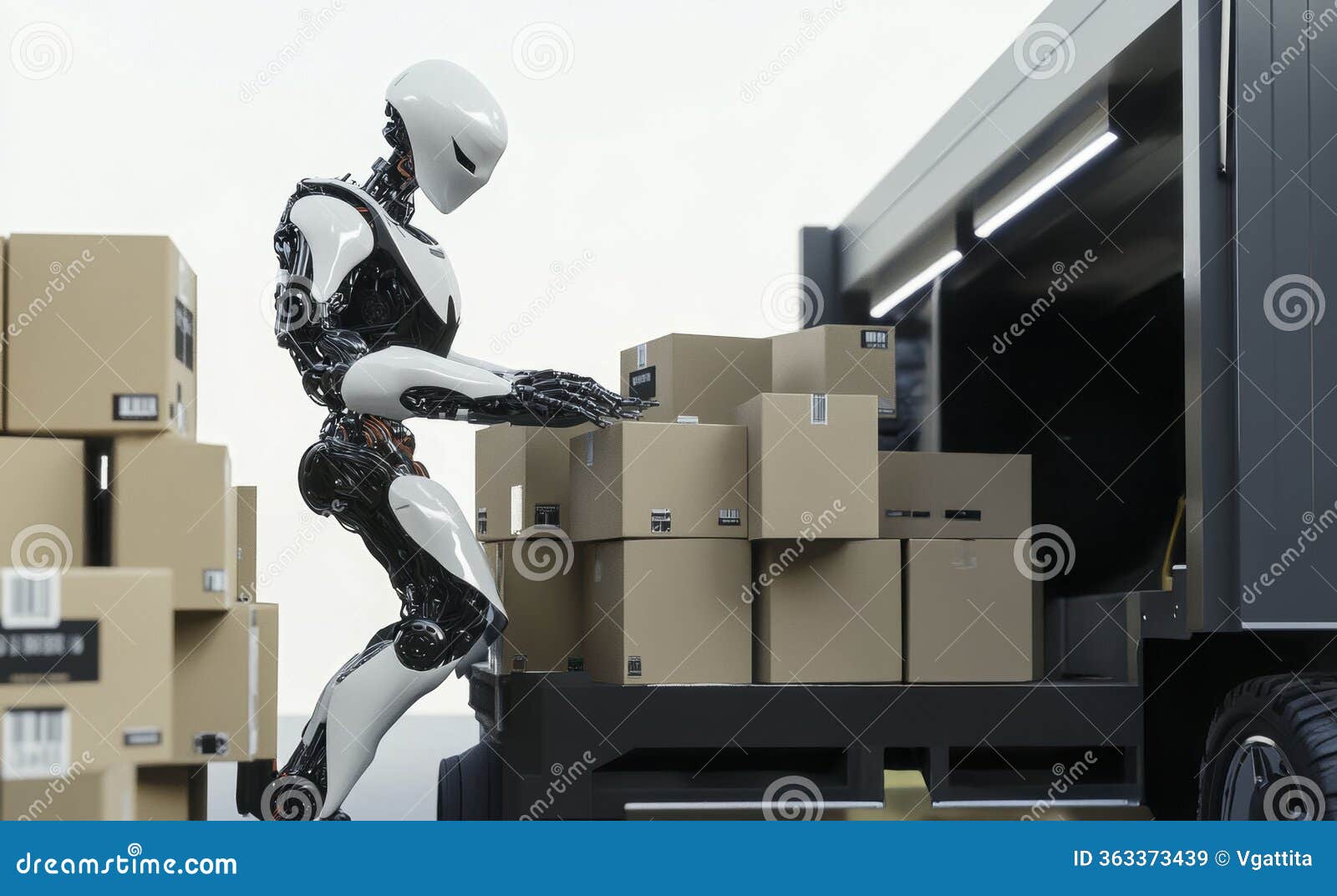 Robot Loading Workpiece To CNC Machine Stock Photography ...