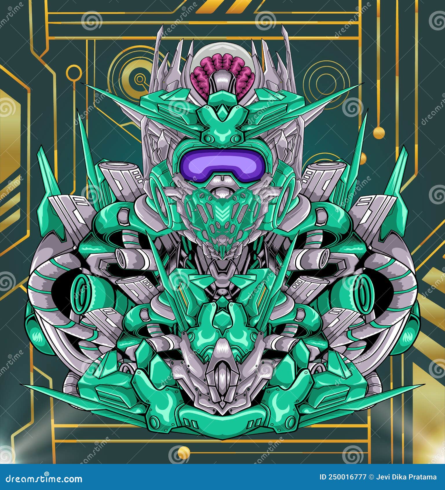 Futuristic Robot Mecha Vector Illustration Premium Vector Stock