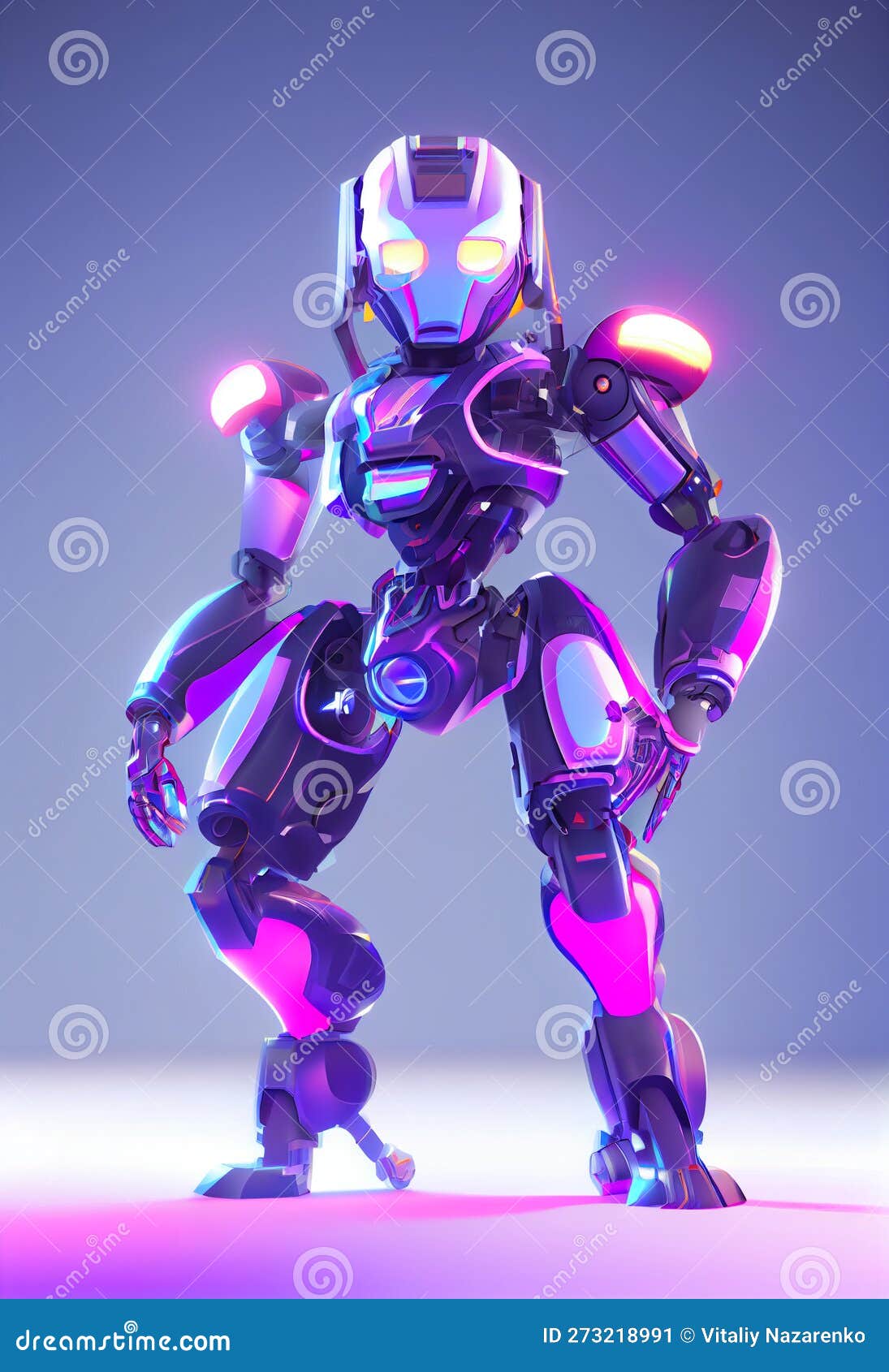 Futuristic Robot with Purple Backlight. AI Generated Stock Illustration ...