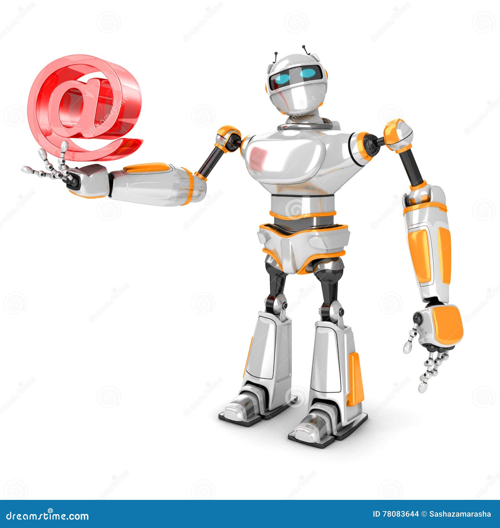 Futuristic Robot with Red at E-mail Symbol. Hi-Tech Communications ...