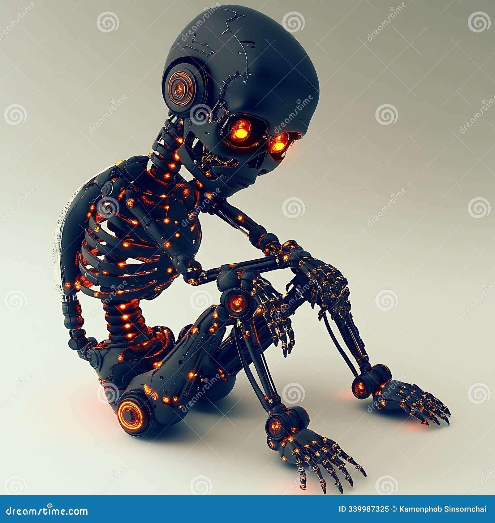 A Robot Skeleton On A Plain White Background. AI Stock Photography ...