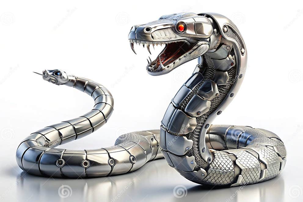 Futuristic Robot Snake on White Background Stock Illustration ...